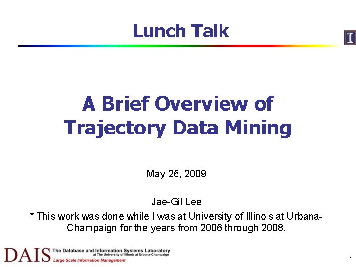 Lunch Talk A Brief Overview of Trajectory Data