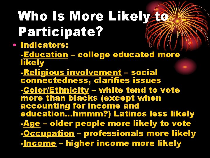Political Participation Who How and Why In pairs