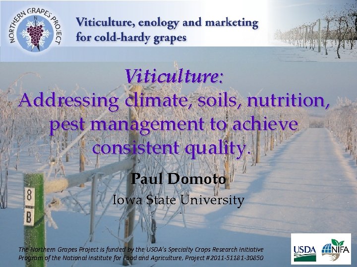 Viticulture Addressing climate soils nutrition pest management to