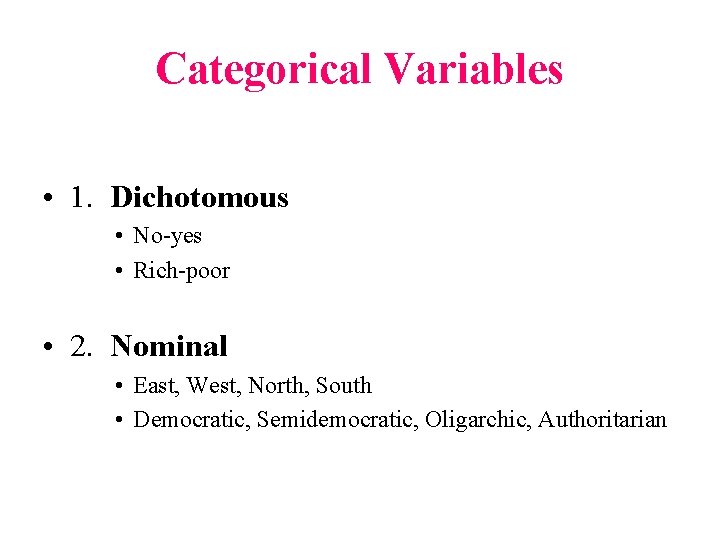LEVELS OF MEASUREMENT OUTLINE Review Data Concepts Variables