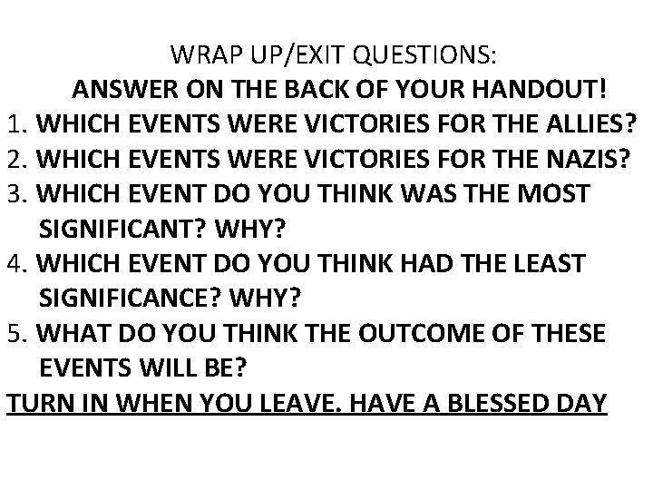 ANALYZING DOCUMENTS THE EVENTS OF WORLD WAR II