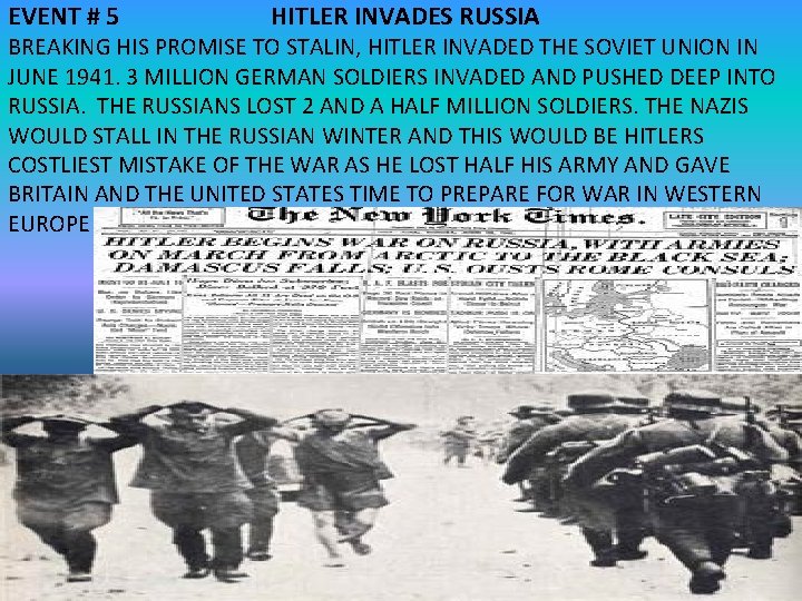 ANALYZING DOCUMENTS THE EVENTS OF WORLD WAR II