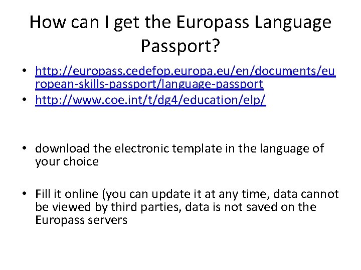 COOK SERVE AND SPEAK ENGLISH CONTENT Europass documents