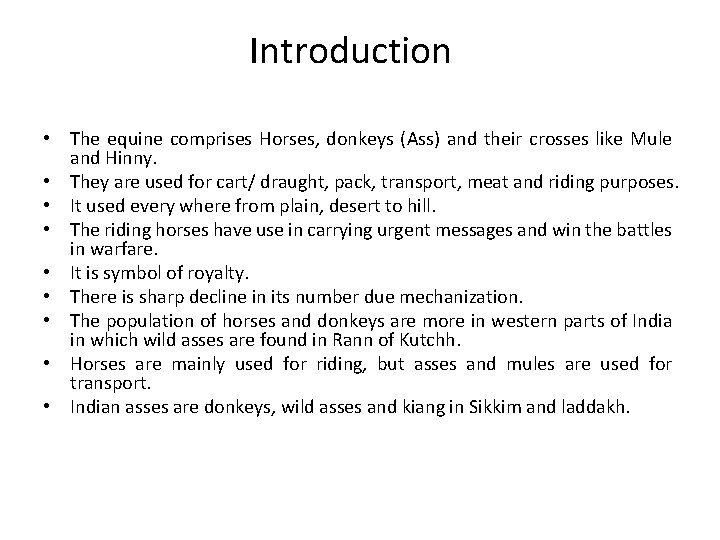General information of Horse and its Management Presented