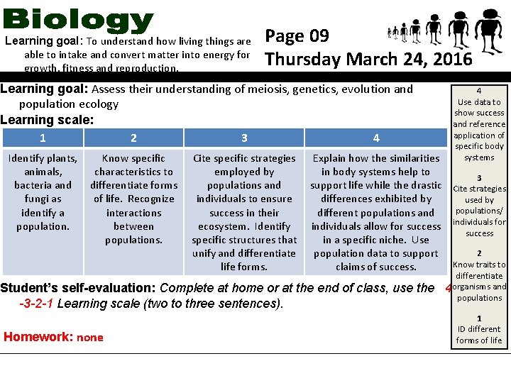 Learning goal To understand how living things are