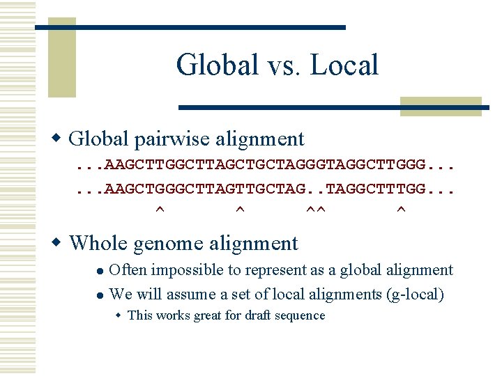 Whole Genome Alignment Adam M Phillippy ampcs umd