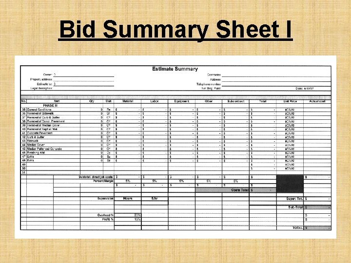 COMPUTERIZING YOUR ESTIMATING PROCESS Presented by Rex Davis
