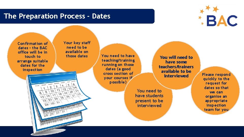 Preparing for a BAC full reaccreditation inspection BRITISH