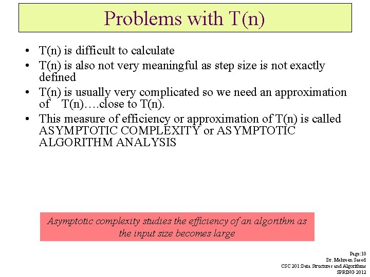 Complexity Analysis Text is mainly from Chapter 1