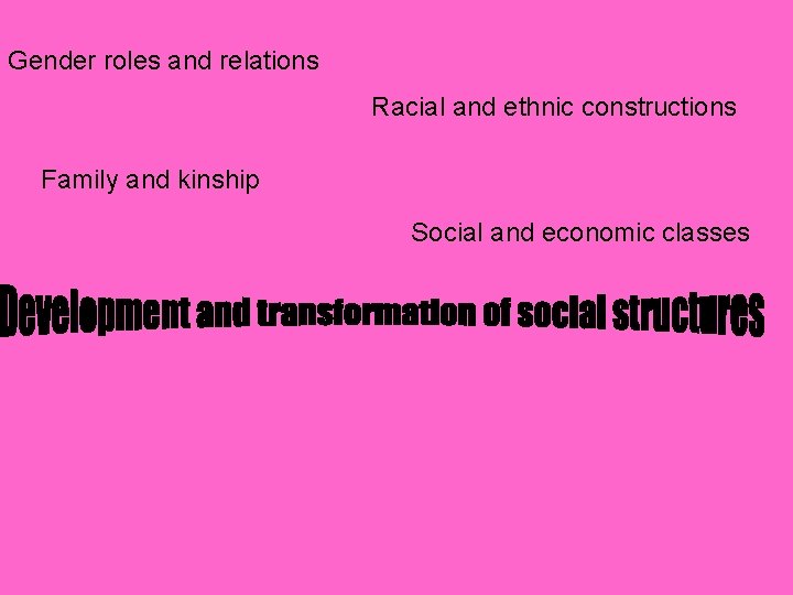 Gender roles and relations Racial and ethnic constructions