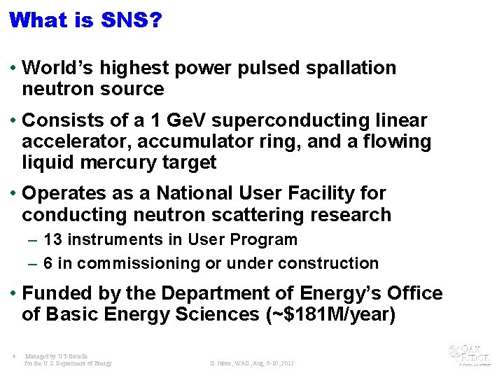HWDB Operations at the Spallation Neutron Source Workshop
