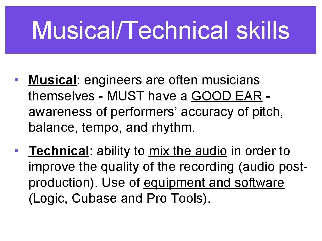 Lesson 7 Recording Roles Learning Aim B Understand