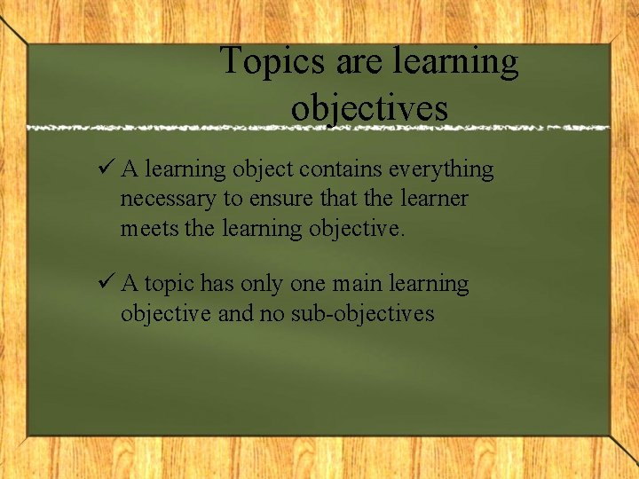 Topics as a Learning Activity Kimberly Mosley EDU