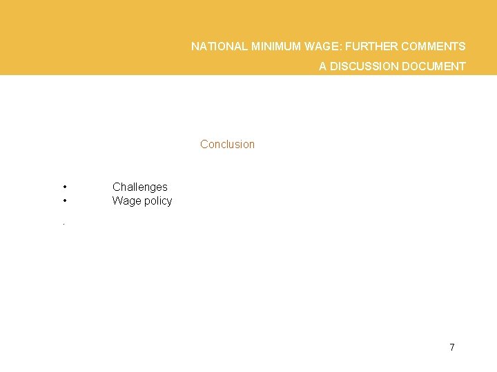 THE NATIONAL MINIMUM WAGE DISCUSSION DOCUMENT 21 OCT