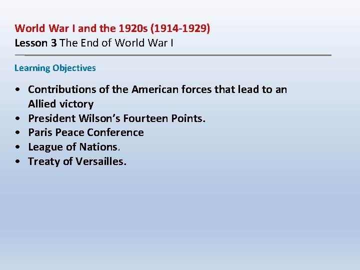 World War I and the 1920 s 1914