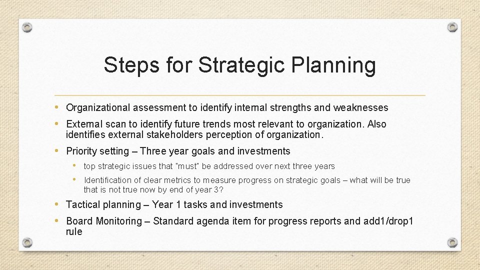 Strategic Governance A balanced focus on accountability stewardship