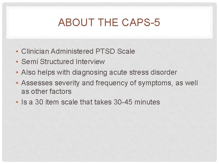 PTSD ASSESSMENT JILLIAN FISH EMILY SHIELDS JENNIE GOODWIN