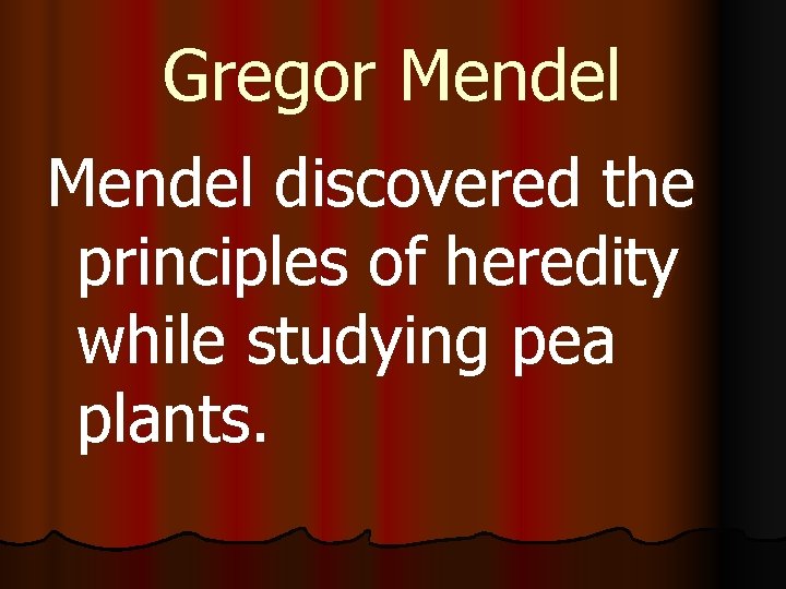 HEREDITY Gregor Mendel discovered the principles of heredity