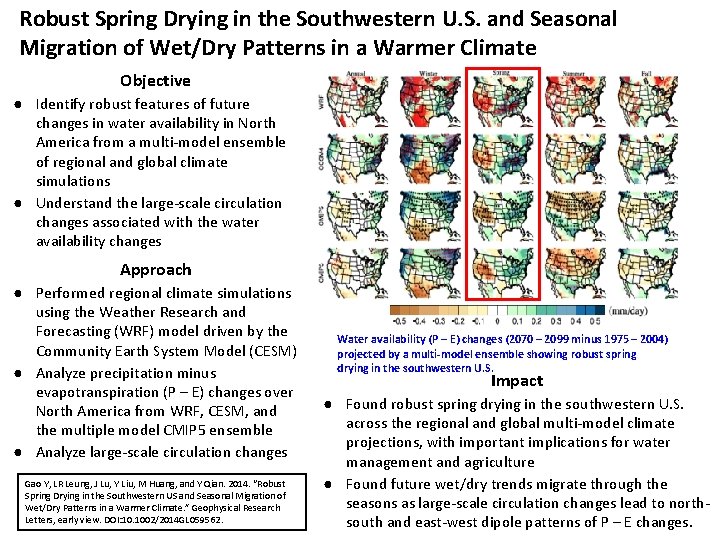 Robust Spring Drying in the Southwestern U S