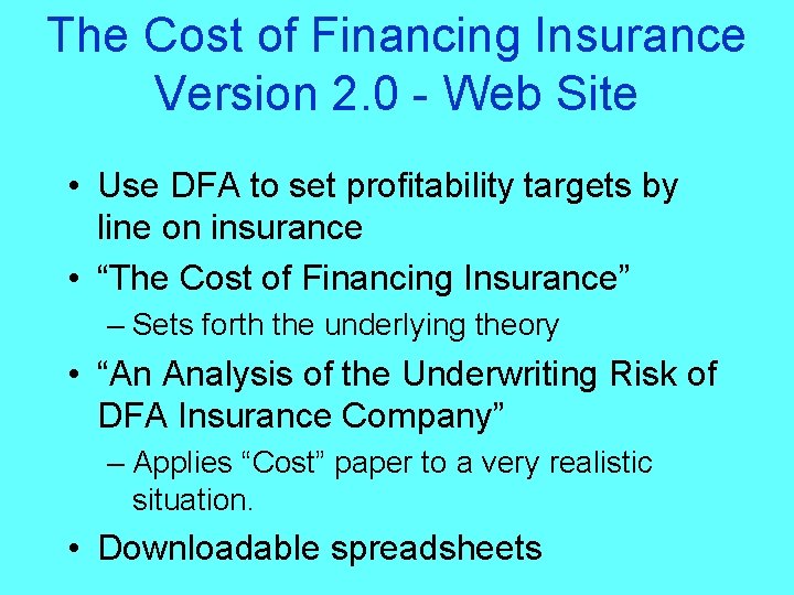 The Cost of Financing Insurance Version 2 0