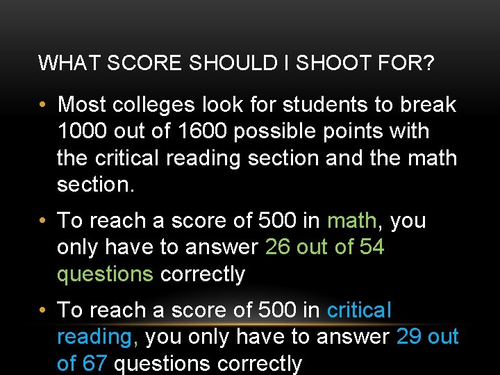 UNDERSTANDING THE SAT Quick Tips for Success TEST