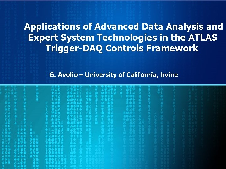 Applications of Advanced Data Analysis and Expert System
