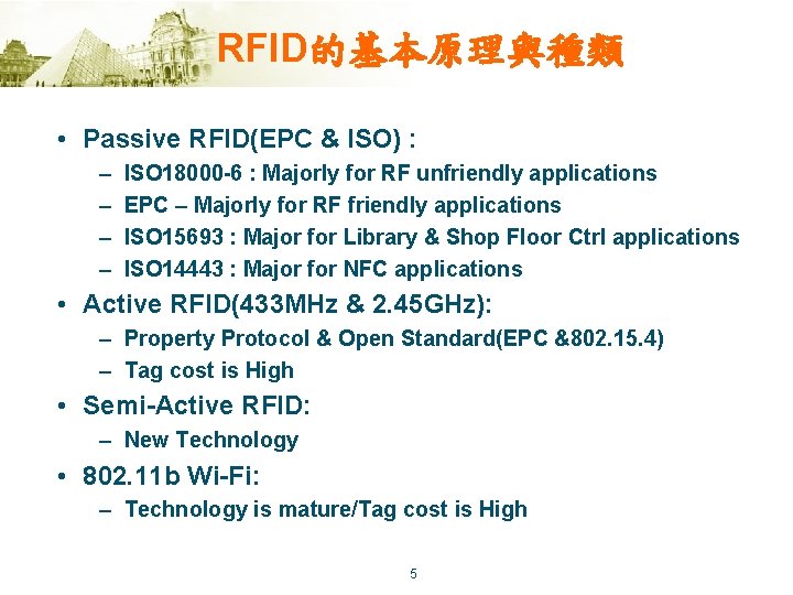 RFID Passive RFIDEPC ISO ISO 18000 6 Majorly
