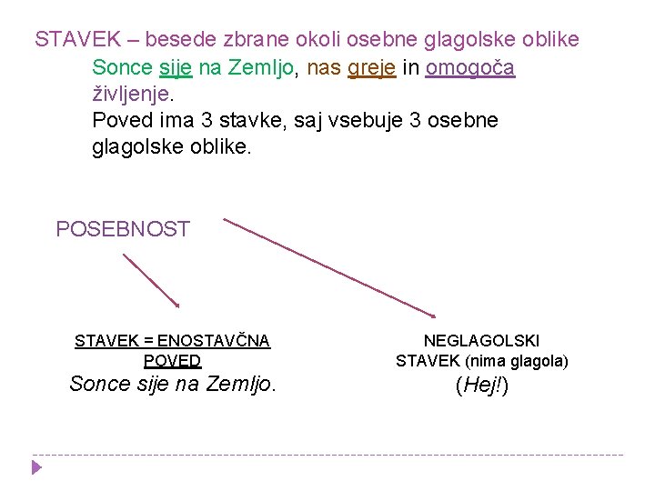 STAVEK POVED IN STAVNI LENI STAVEK besede zbrane