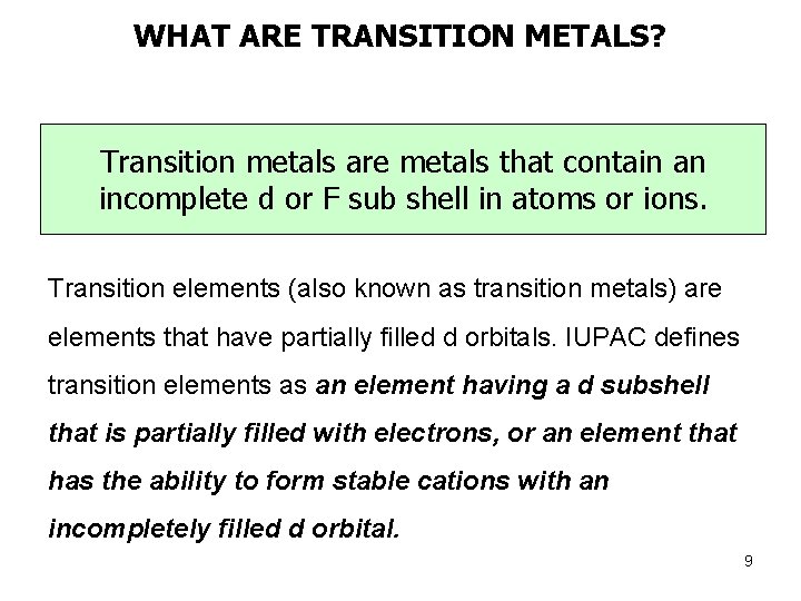 Transition Elements Periodic Table Elements that have similar