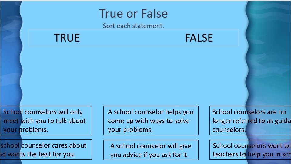 Meet the Counselor A True or False Game