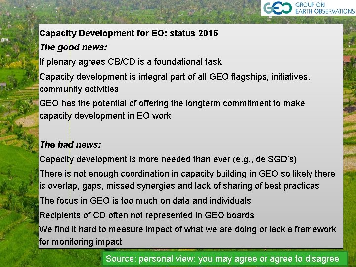 Current status and global trends in Capacity Development