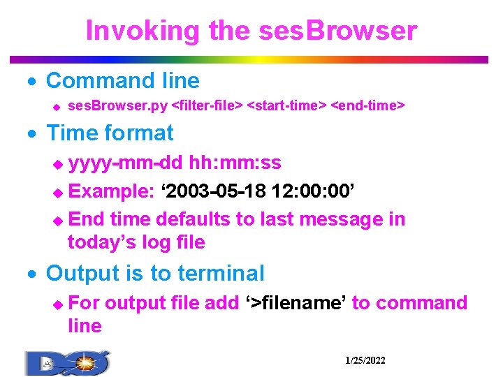 SES Alarm Log Browser J Frederick Bartlett Vladimir