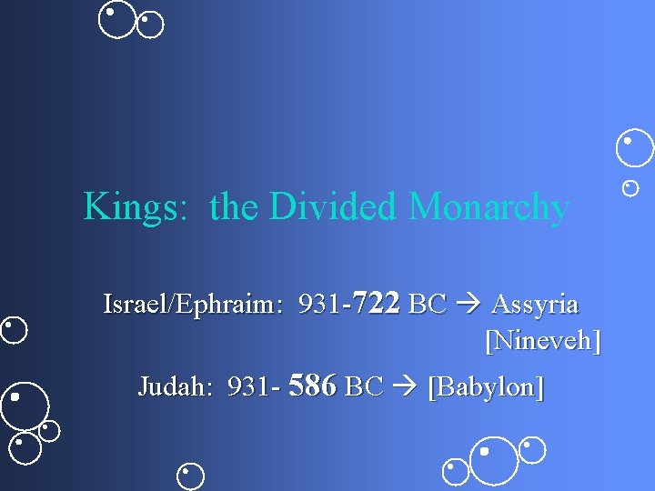 Kings the Divided Monarchy IsraelEphraim 931 722 BC