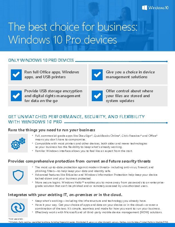 The best choice for business Windows 10 Pro