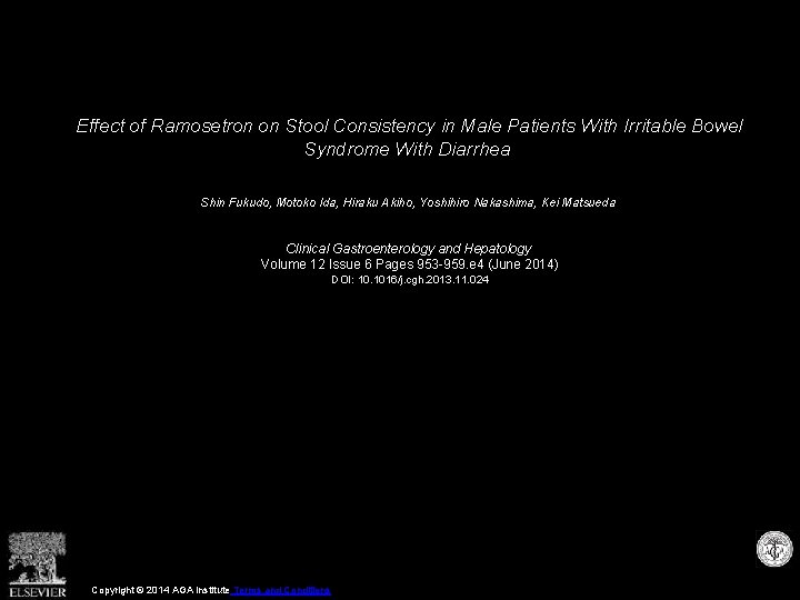Effect of Ramosetron on Stool Consistency in Male