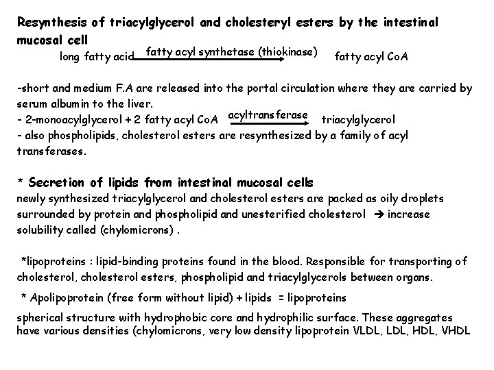 Lipid Metabolism Metabolism of dietary lipids Oxidation of
