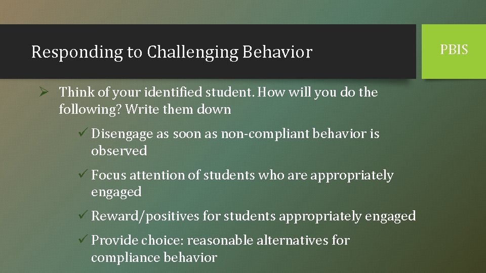 Managing Escalating Behavior Day 4 Section 6 Classroom
