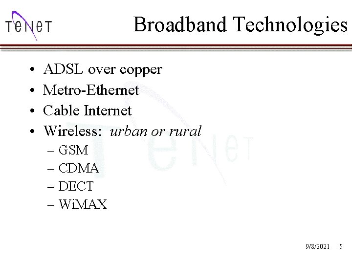 Broadband Quality of Service Prof Timothy Gonsalves Dept