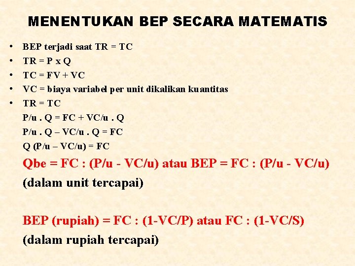 LEVERAGE OPERASI DAN KEUANGAN SERTA BEP Ella Silvana