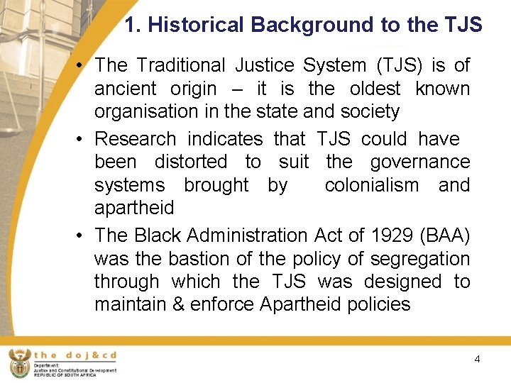 Background and policy perspectives on the Traditional Courts