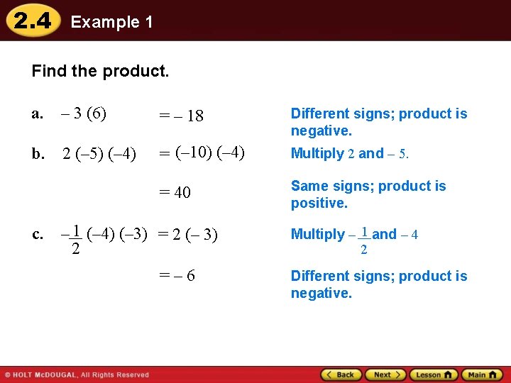 2 4 Multiply Real Numbers Warm Up Lesson