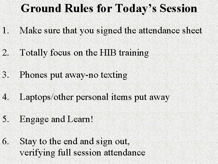 Harrassment Intimidation and Bullying HIB GSE Training Session