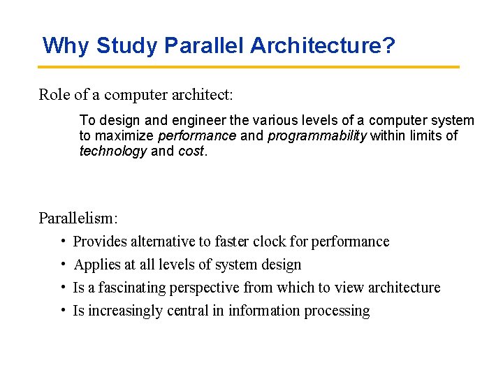 ECE 569 HighPerformance Computing Architectures Algorithms and Technologies