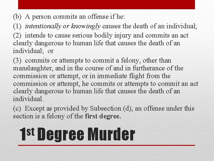 Criminal Law Murder Recap Application Monday February 6