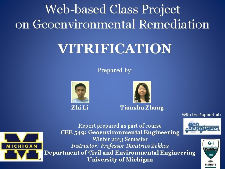 Webbased Class Project on Geoenvironmental Remediation VITRIFICATION ...