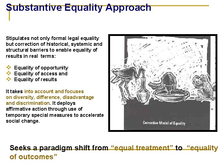 GENDER EQUALITY n Gender equality means equal treatment