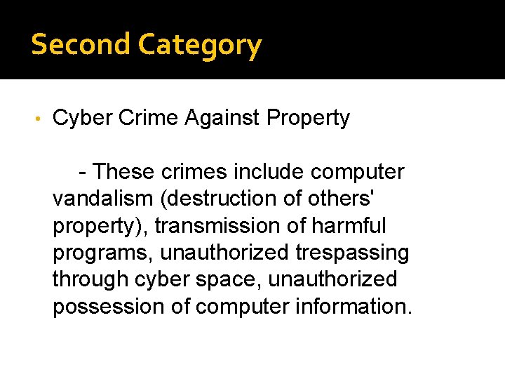CONTENTS Defining Cyber Crime History of Cyber Crime