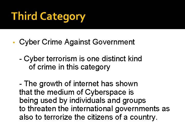 CONTENTS Defining Cyber Crime History of Cyber Crime