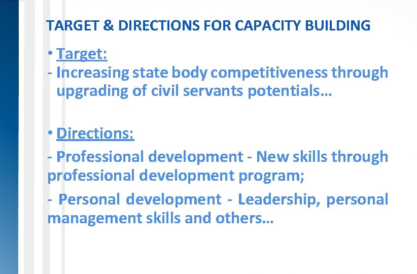 Civil servants capacity building in the context of