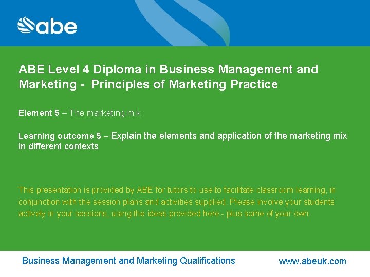 ABE Level 4 Diploma in Business Management and